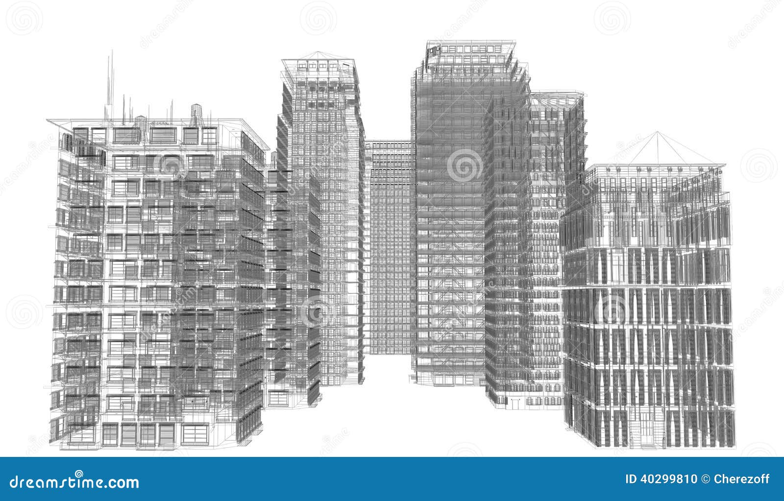 Detailed Buildings On The Street, Vector Drawing | CartoonDealer.com ...