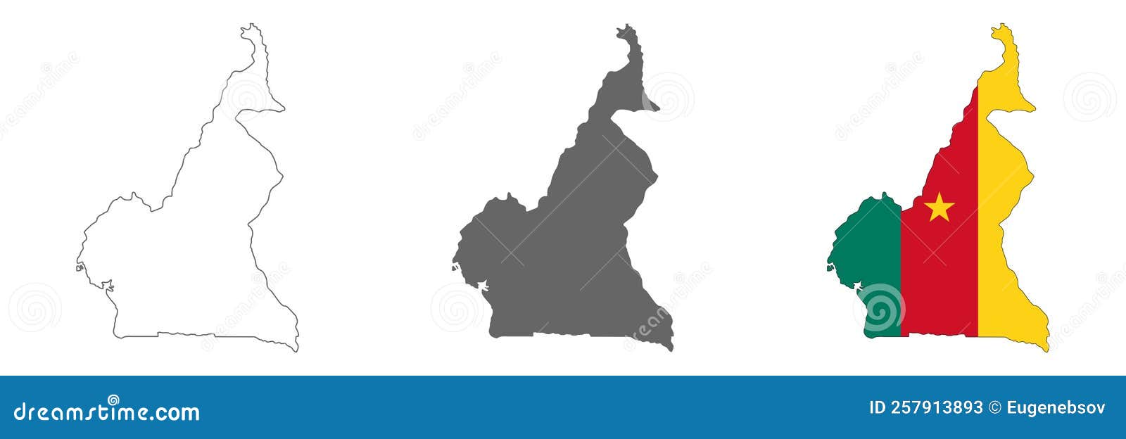 Highly Detailed Cameroon Map with Borders Isolated on Background Stock ...