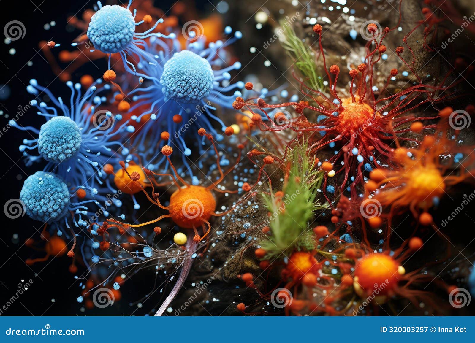 Highly Detailed Close-up Image of Bacteria Cells Magnified Under ...