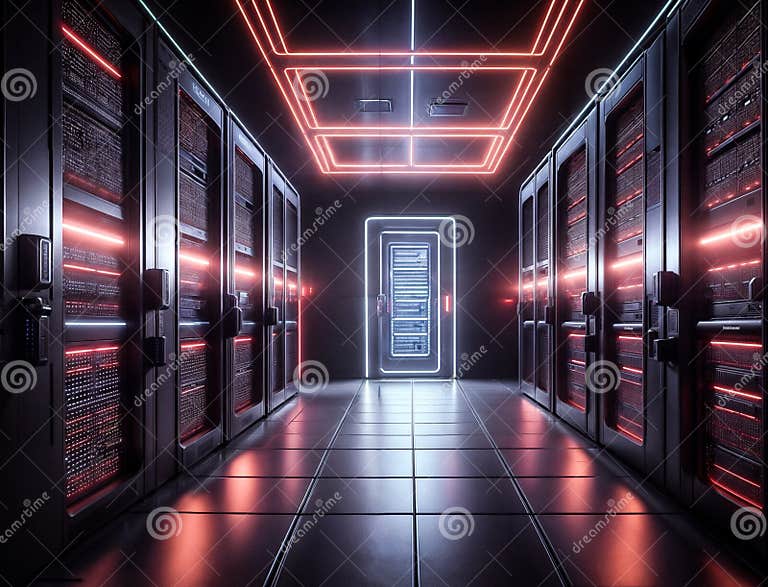 Highly Detailed Computer Room Features High Tech Hardware Stock Illustration - Illustration of ...