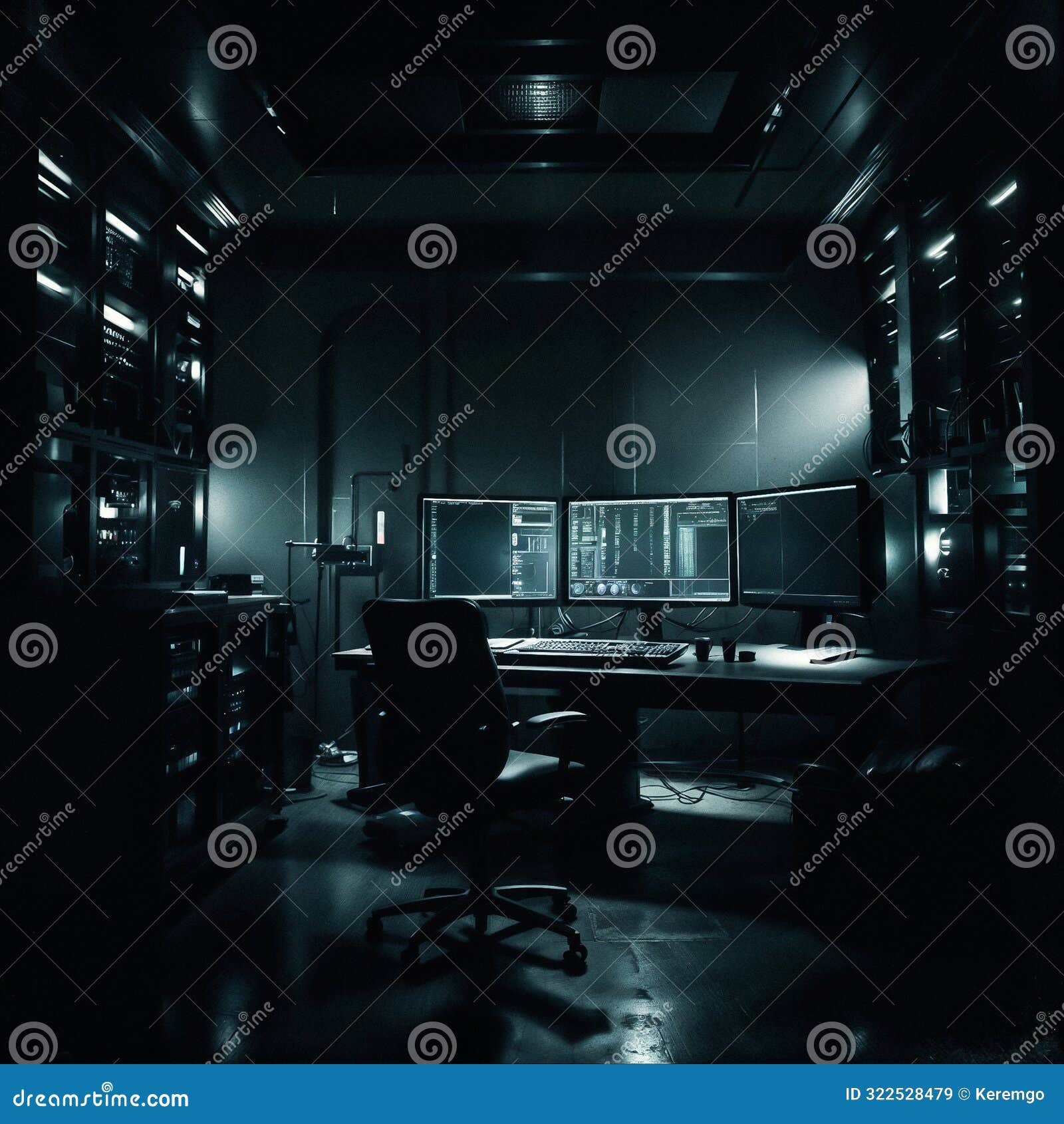 Highly Detailed Computer Room Features High Tech Hardware Stock ...