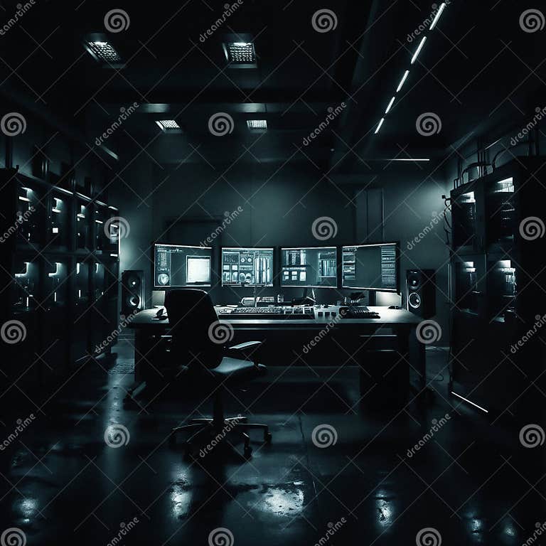 Highly Detailed Computer Room Features High Tech Hardware Stock ...