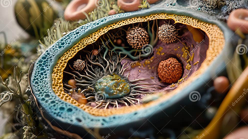 Highly Detailed Cross-section of a Bacterial Cell Showcasing Internal ...