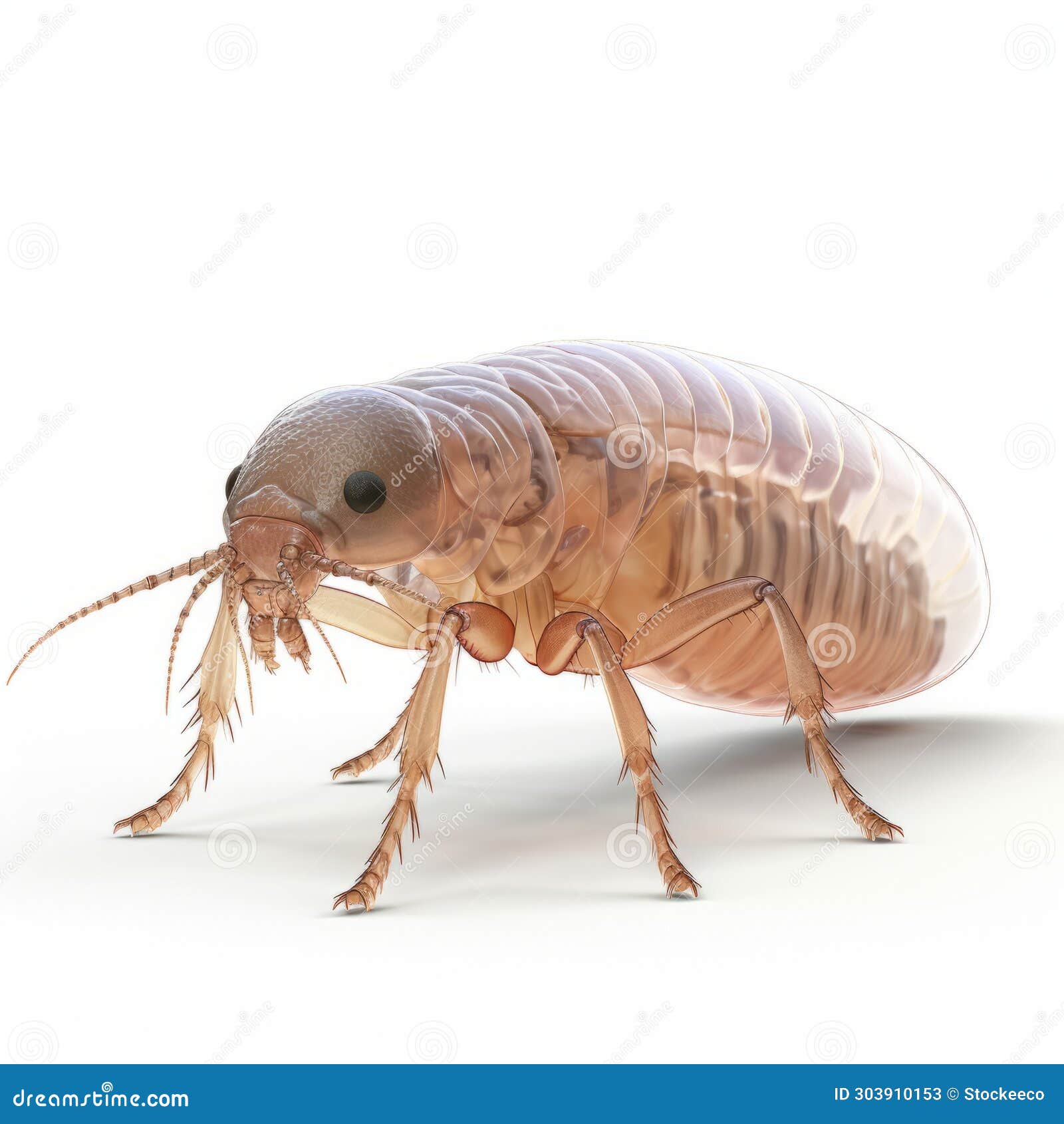 Highly Detailed 3d Flea on White Isolated Background Stock Illustration ...