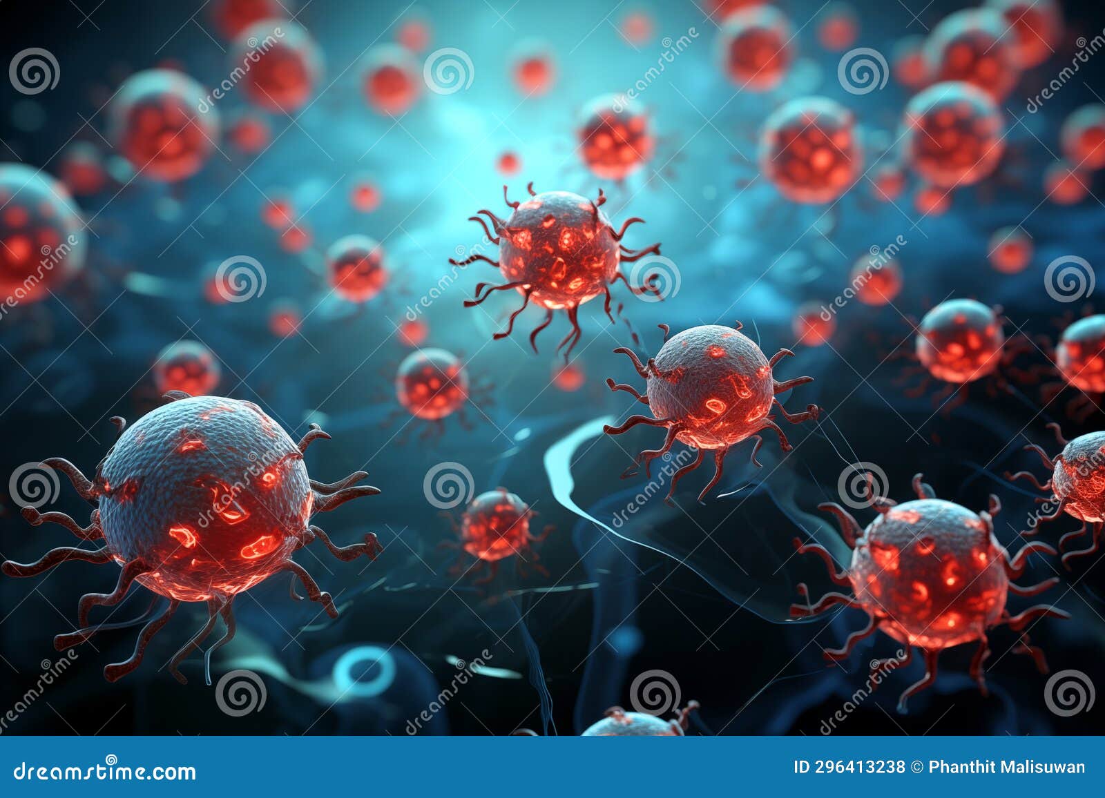Viral Particles in Microscopic View Stock Illustration - Illustration ...
