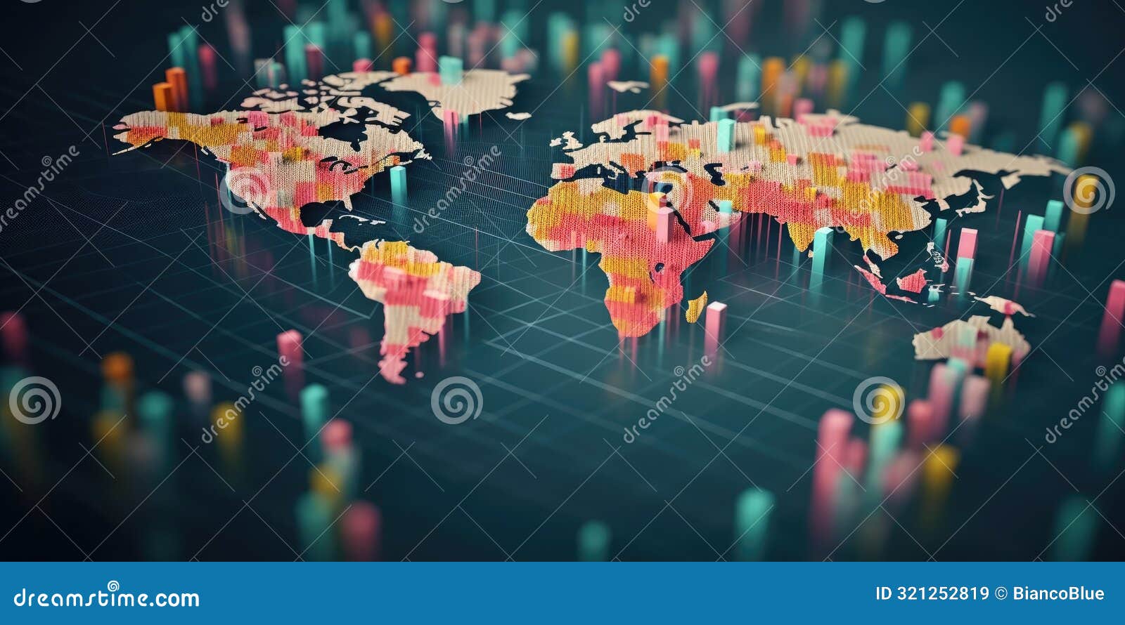 Highly Detailed 3D World Map with City Building and Dynamic Lighting ...