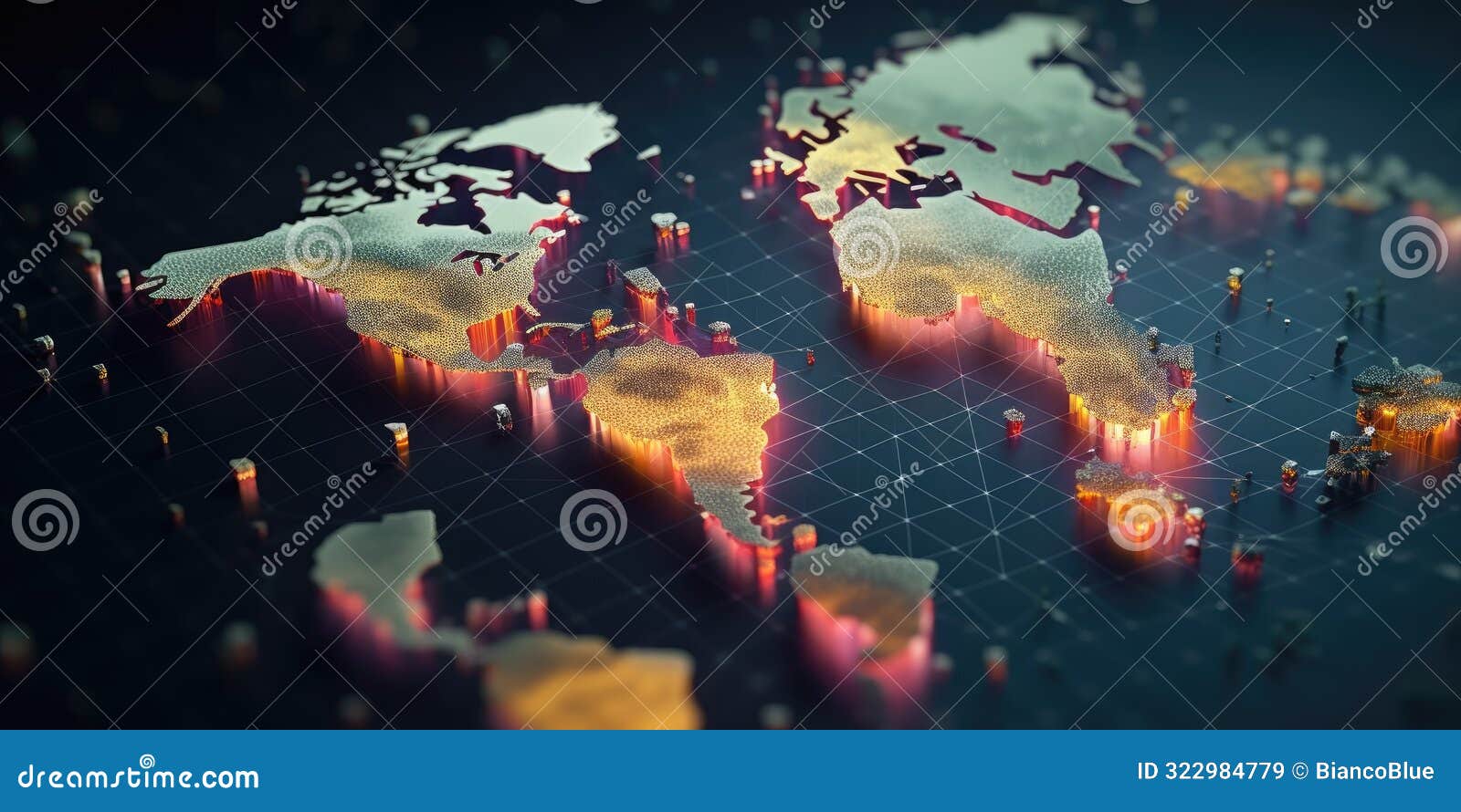 Highly Detailed 3D World Map with City Building and Dynamic Lighting ...