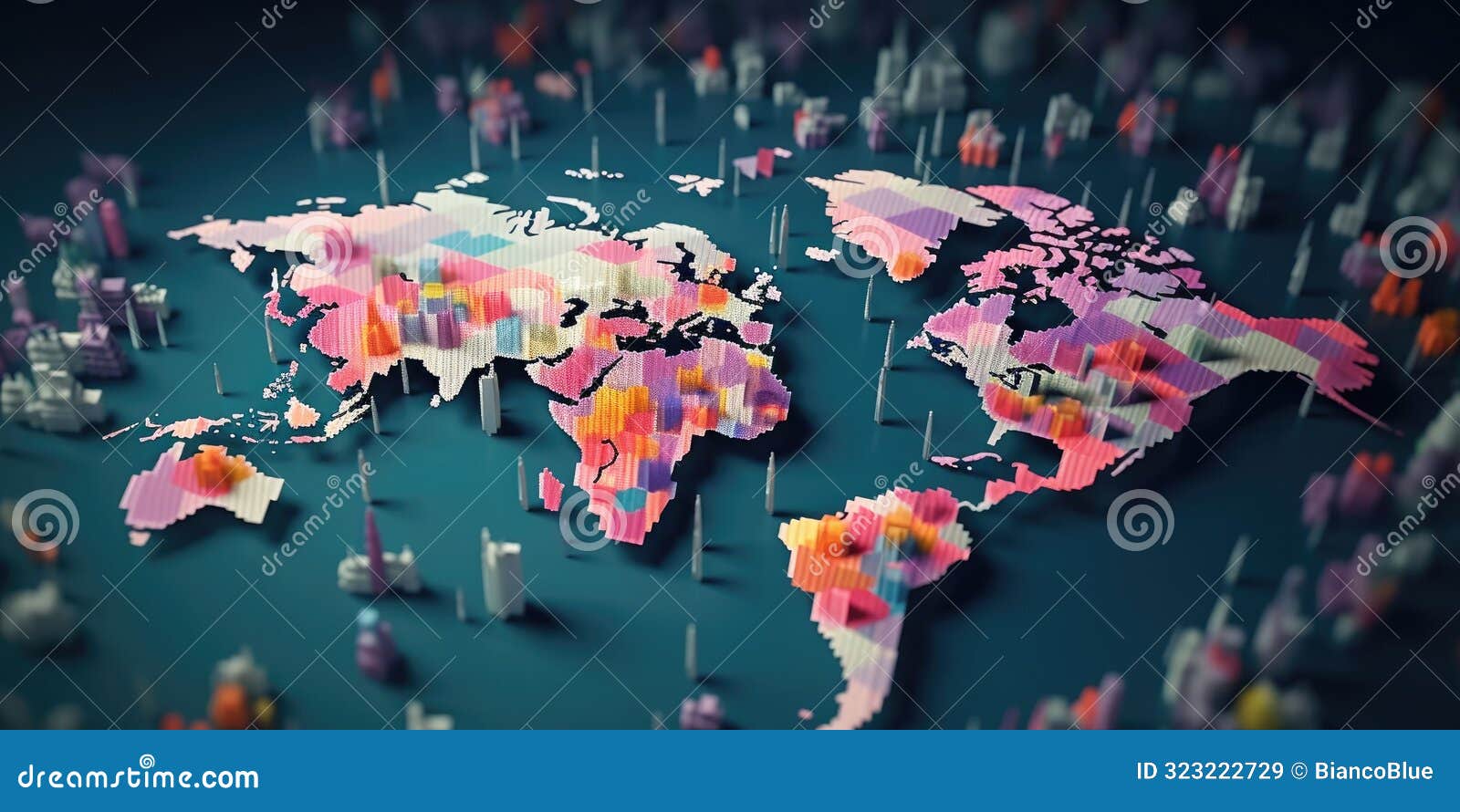 Highly Detailed 3D World Map with City Building and Dynamic Lighting ...