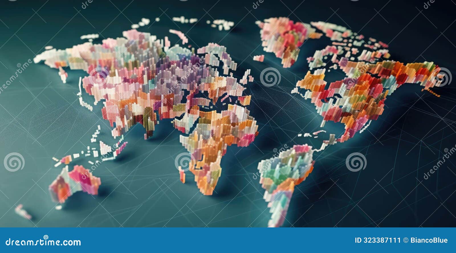 Highly Detailed 3D World Map with City Building and Dynamic Lighting ...