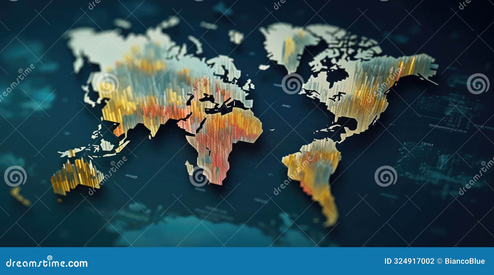 Highly Detailed 3D World Map with City Building and Dynamic Lighting ...