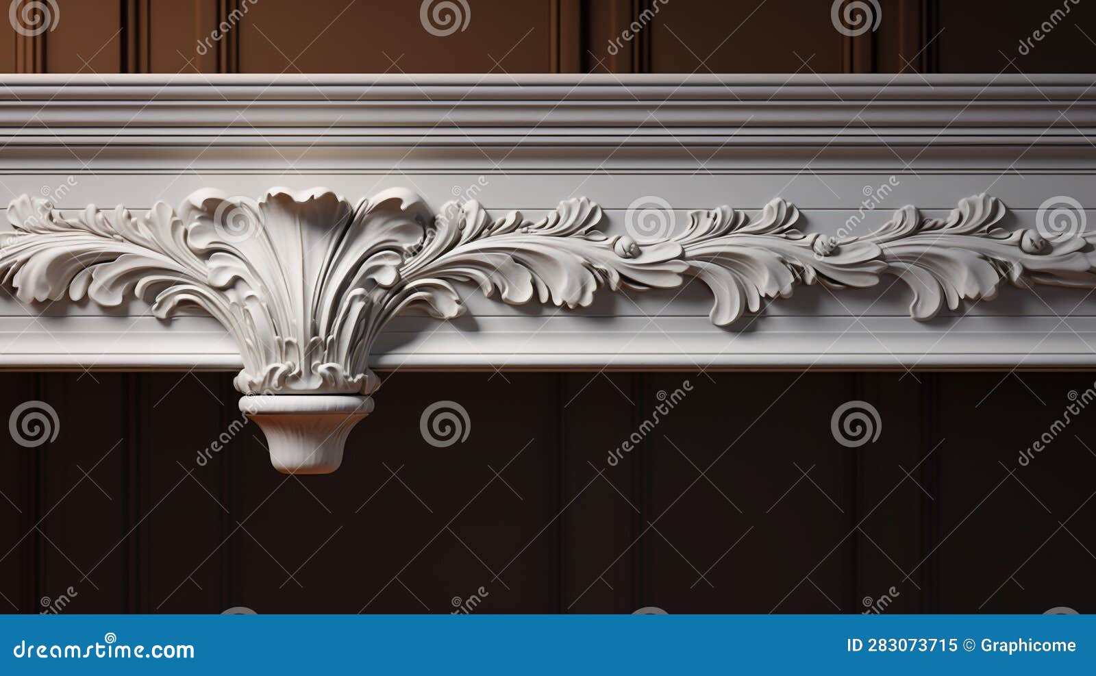 Highly Detailed and Decorated Romantic Plaster Cornice Front View Stock ...