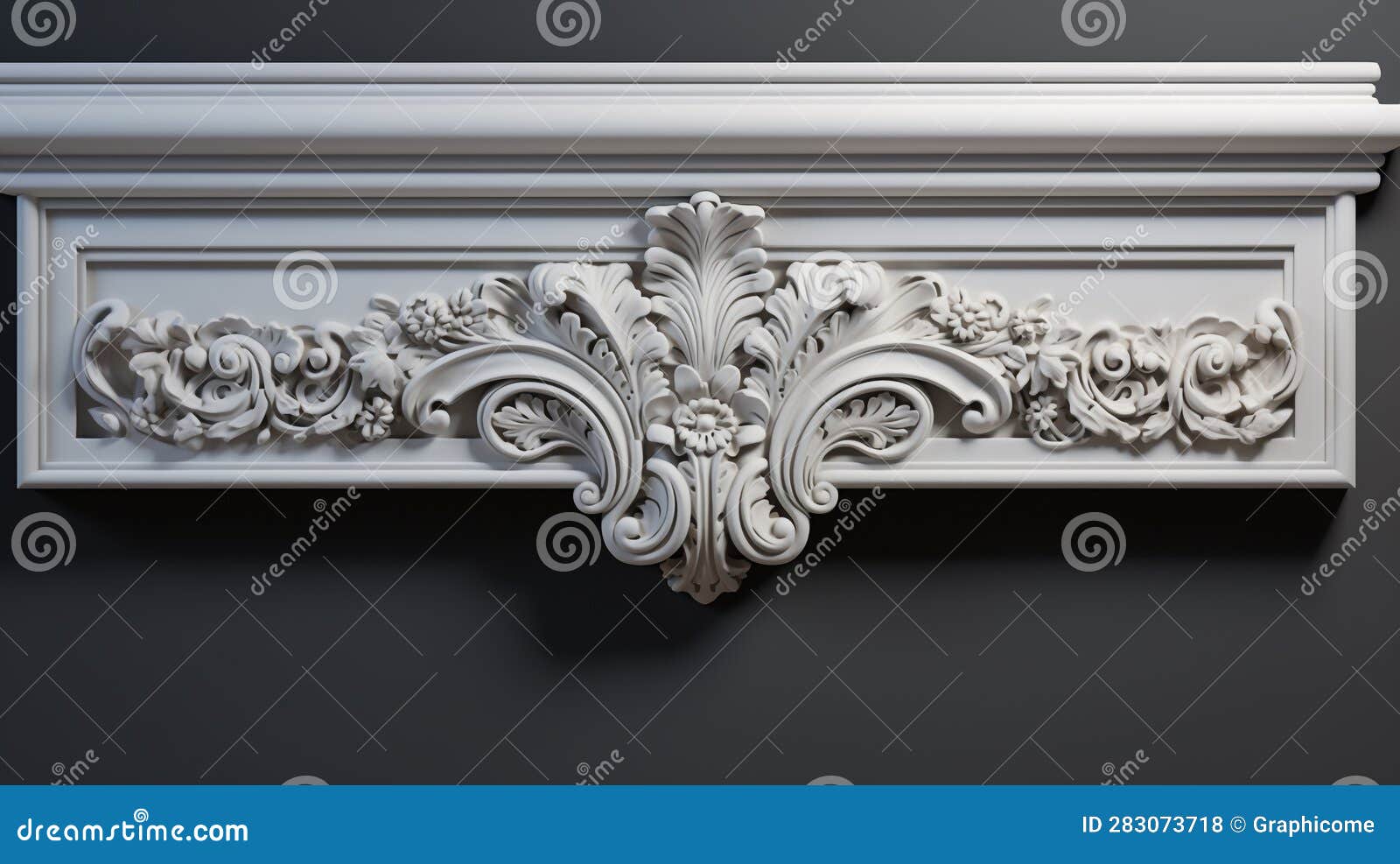 Highly Detailed and Decorated Romantic Plaster Cornice Front View Stock ...