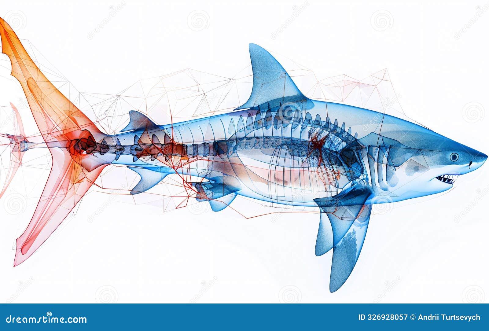 Highly Detailed Digital X-ray Art of Shark Anatomy with Transparent ...