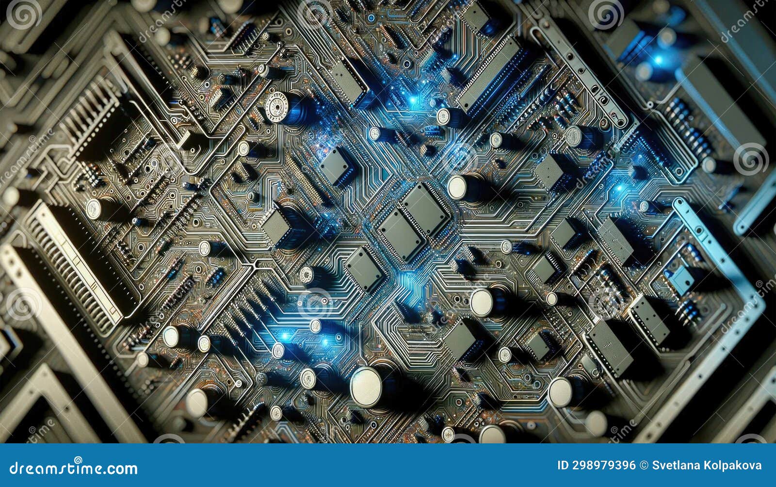 Highly Detailed Electronic Circuit Board with Various Components and ...