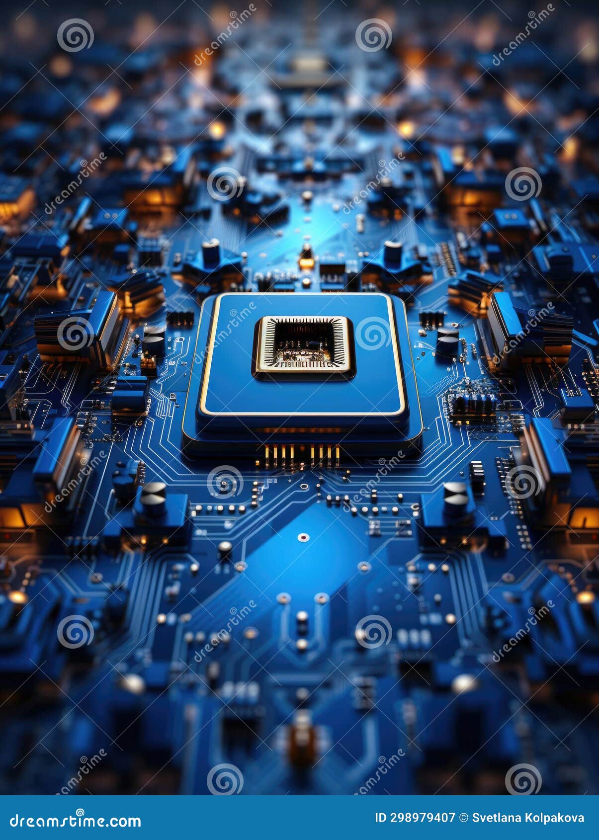 Highly Detailed Electronic Circuit Board with Various Components and ...