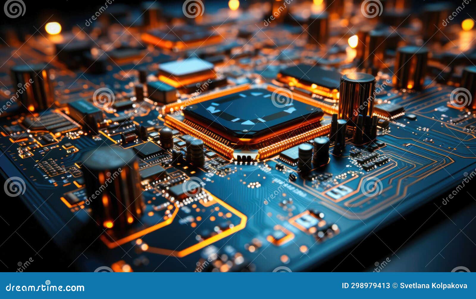 Highly Detailed Electronic Circuit Board with Various Components and ...