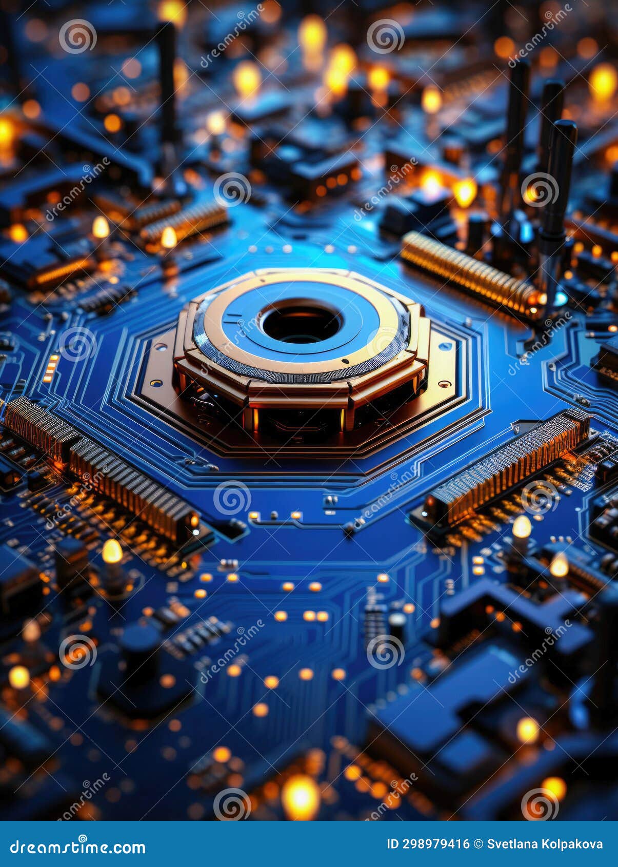 Highly Detailed Electronic Circuit Board with Various Components and ...