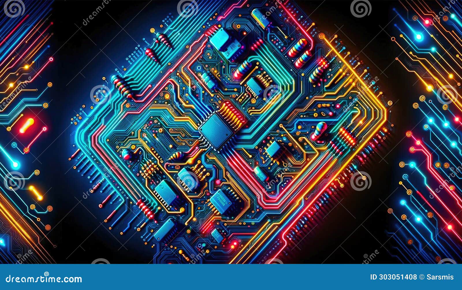 Highly Detailed Electronic Circuit Board with Various Components and ...