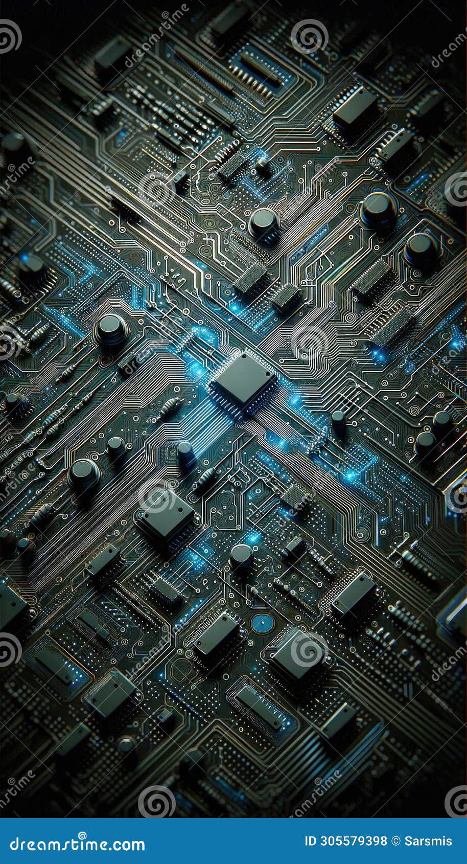 Highly Detailed Electronic Circuit Board with Various Components and ...