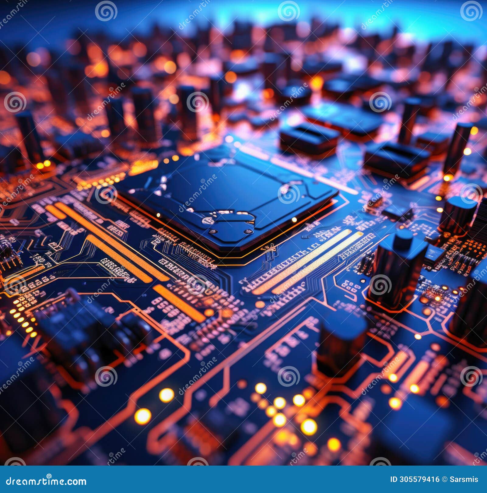 Highly Detailed Electronic Circuit Board with Various Components and ...