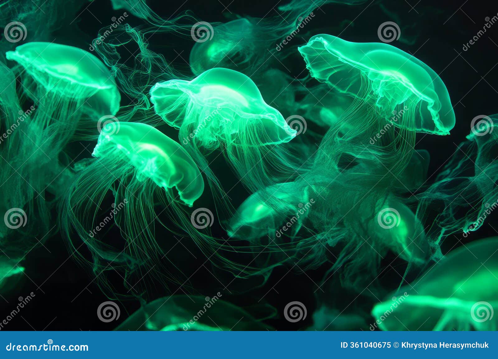 Highly Detailed Glowing Bioluminescent Algae Texture, Soft, Flowing Green Light Creating an ...