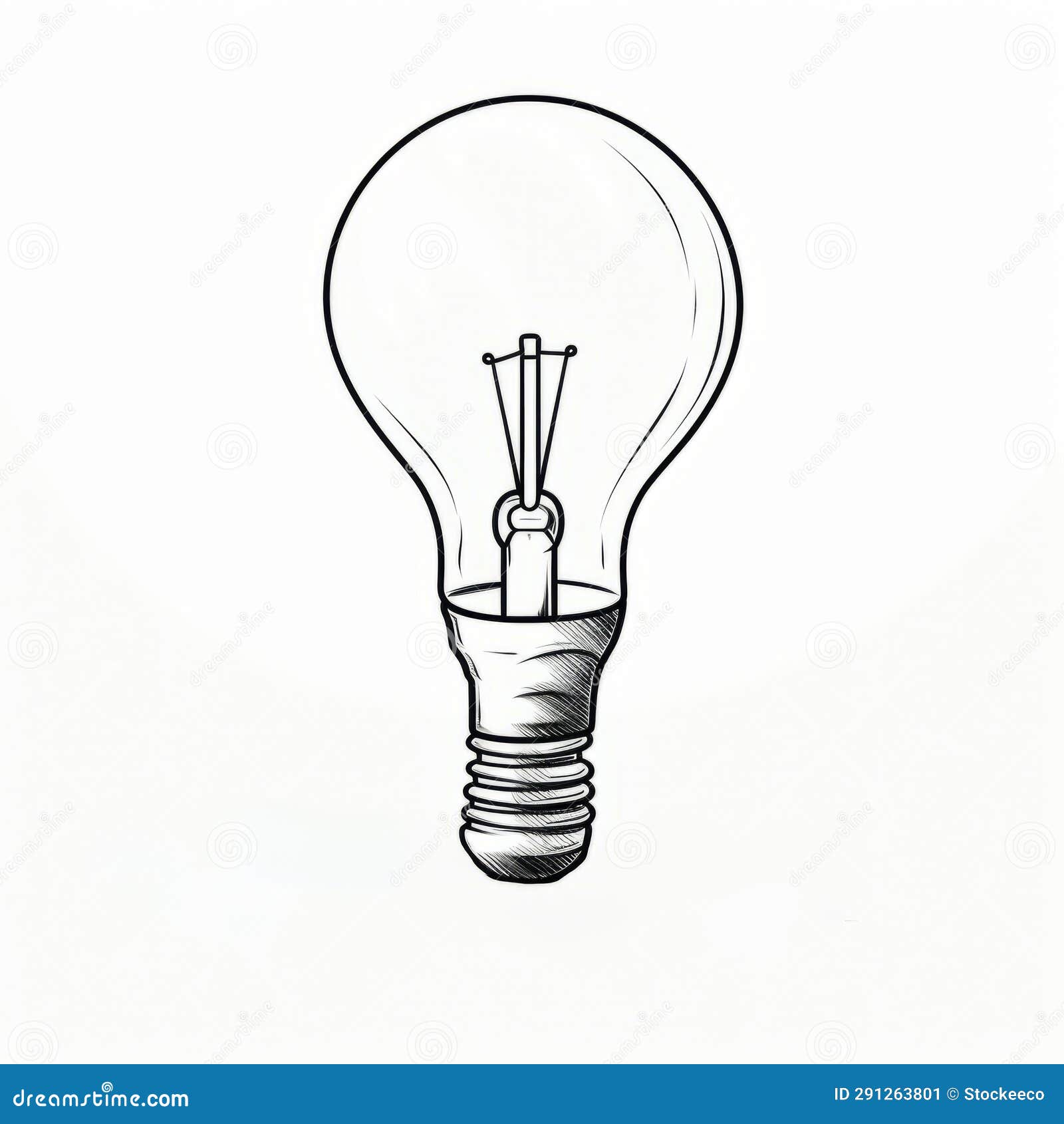 Highly Detailed Illustration of a Light Bulb with Contoured Shading ...