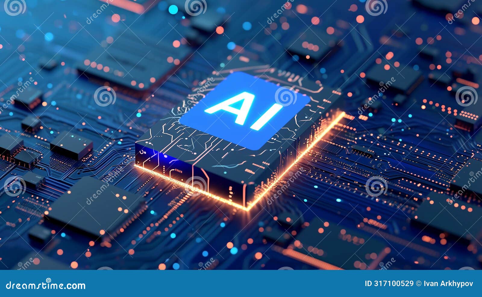 Artificial Intelligence Chip Stock Illustration - Illustration of ...