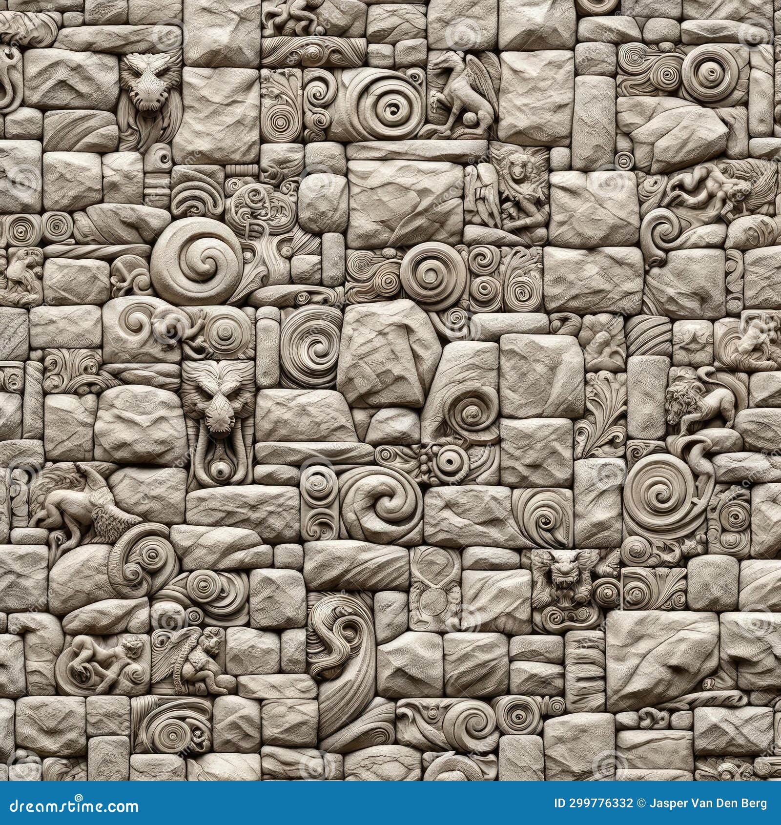 Ancient Stone Carvings Texture with Mythical Creatures, AI Generated ...