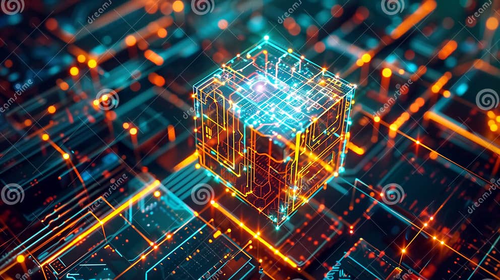 A Highly Detailed Image of a Futuristic Quantum Computer, with G Stock ...