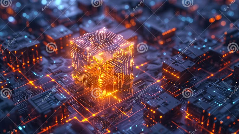 A Highly Detailed Image of a Futuristic Quantum Computer, with G Stock ...