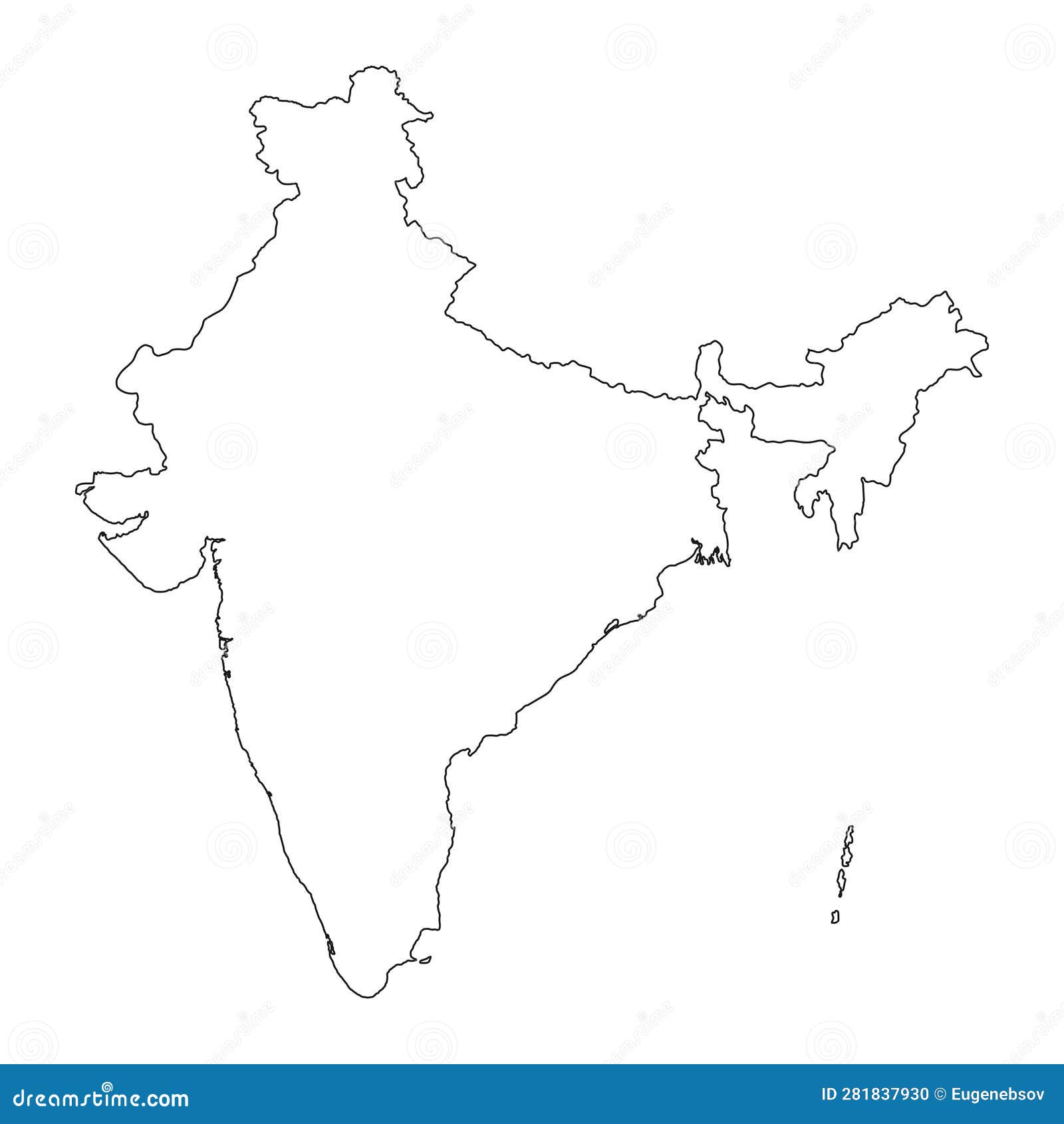 Highly Detailed India Map with Borders Isolated on Background Stock ...