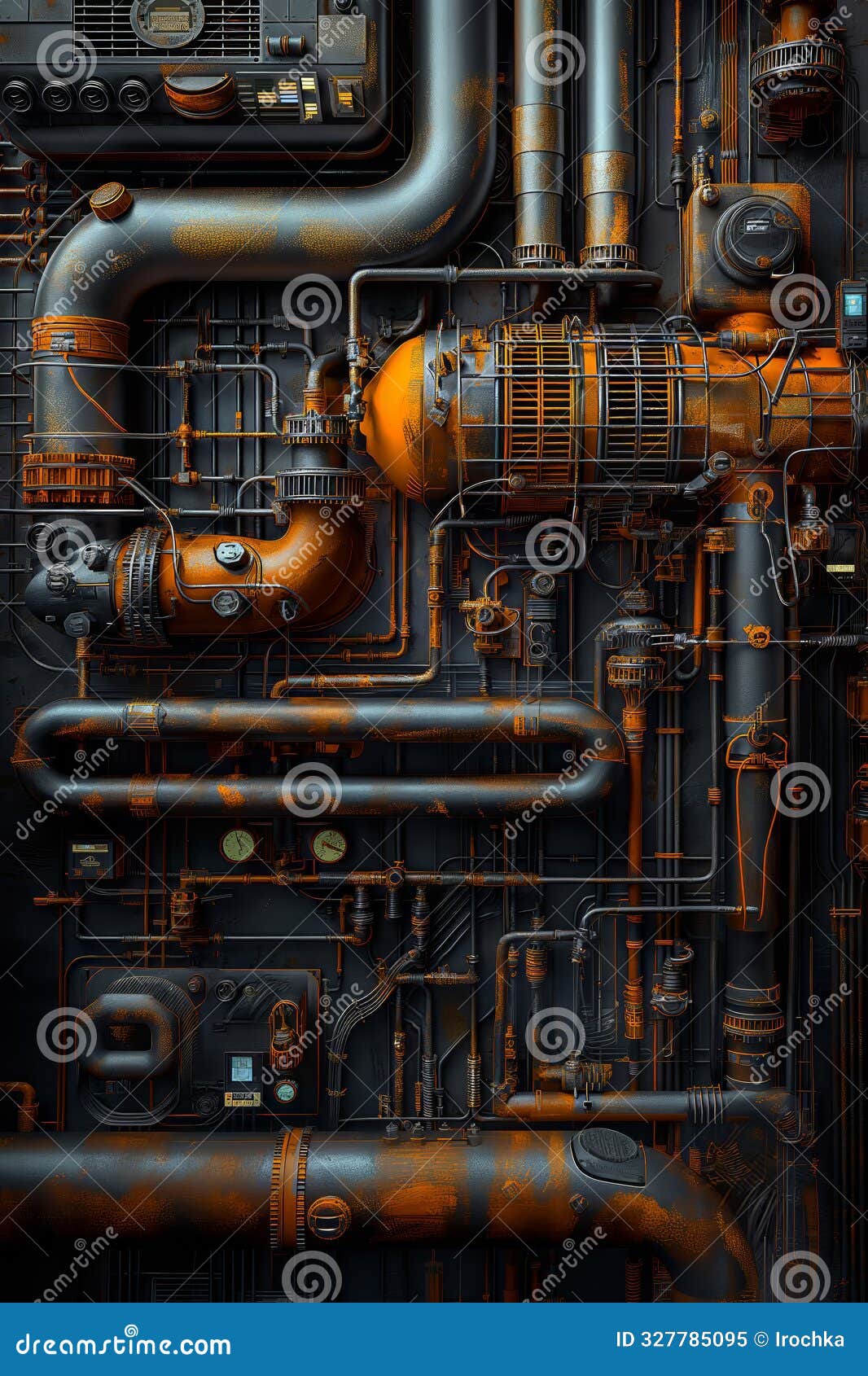 Highly Detailed Industrial Machine with Complex Pipe System Stock Image ...
