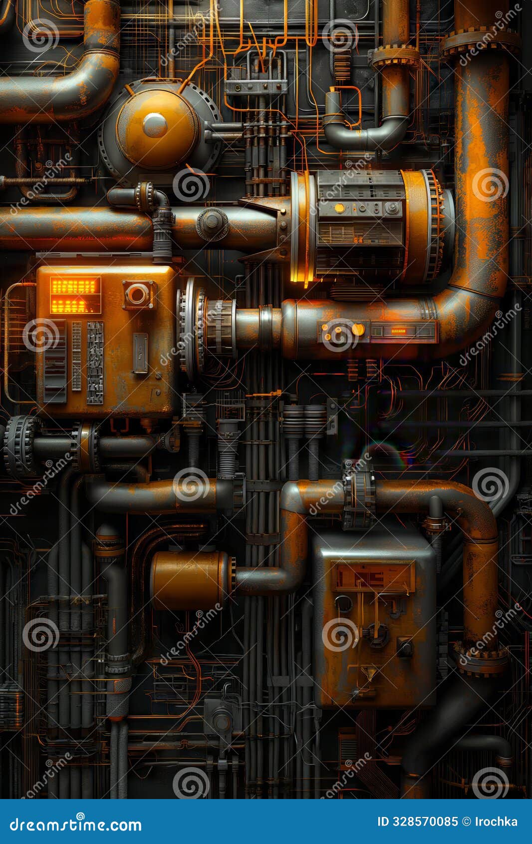 Highly Detailed Industrial Machine with Complex Pipe System Stock Image ...