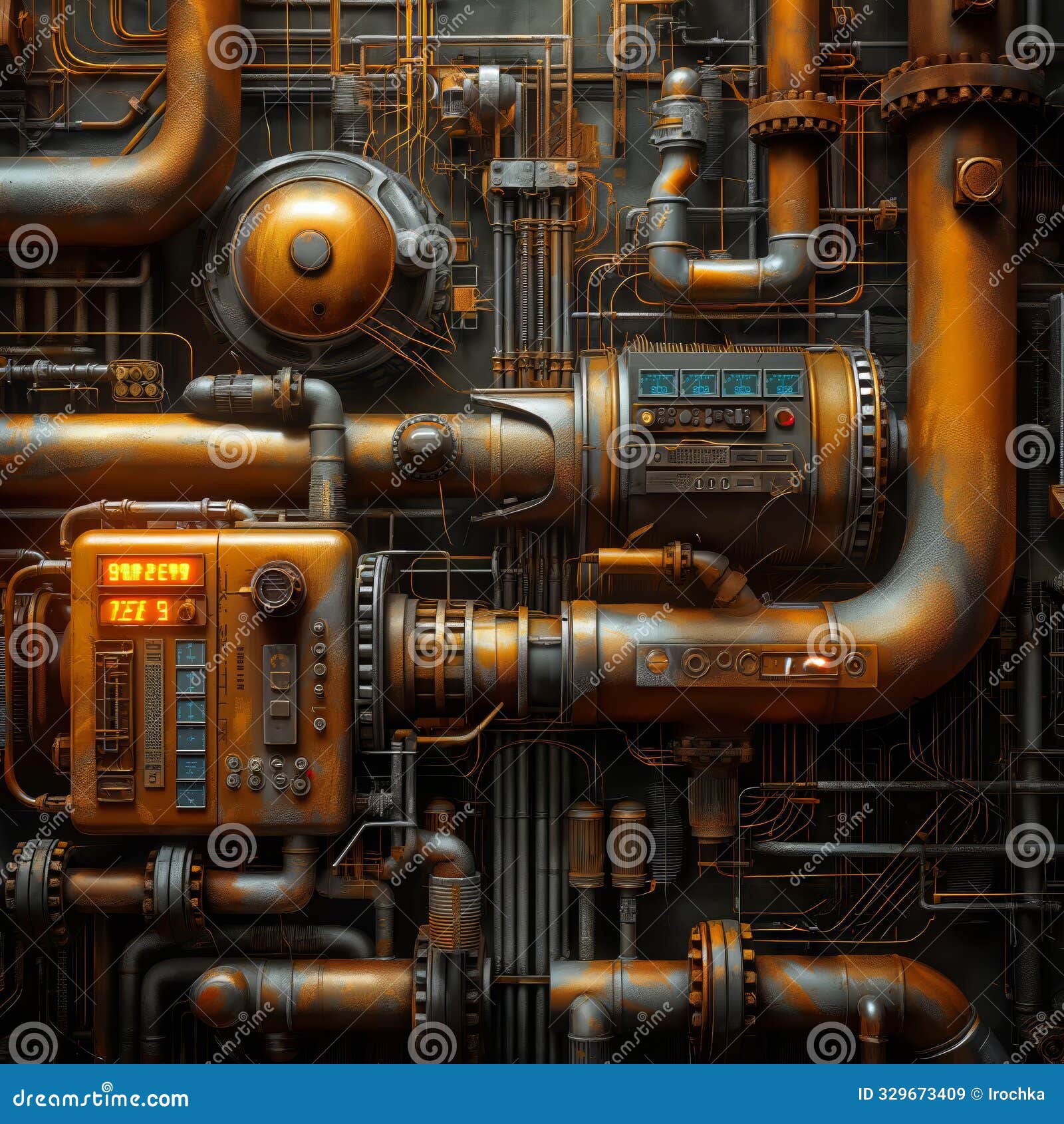 Highly Detailed Industrial Machine with Complex Pipe System Stock Image ...