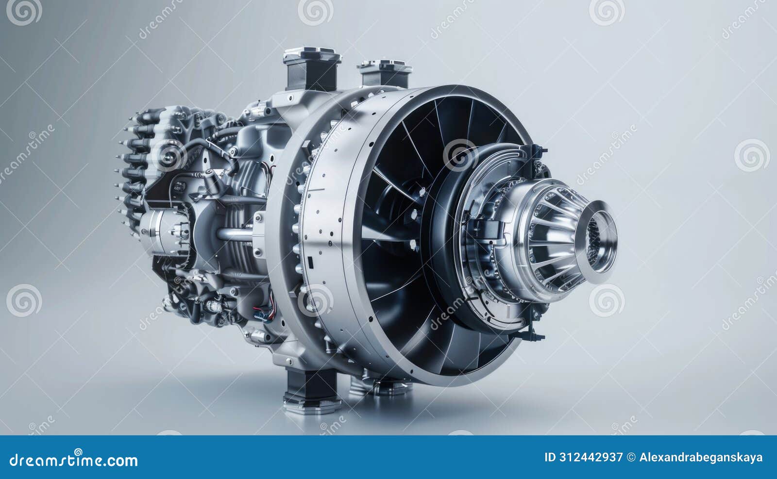 Highly Detailed Jet Engine on White Background Stock Illustration ...