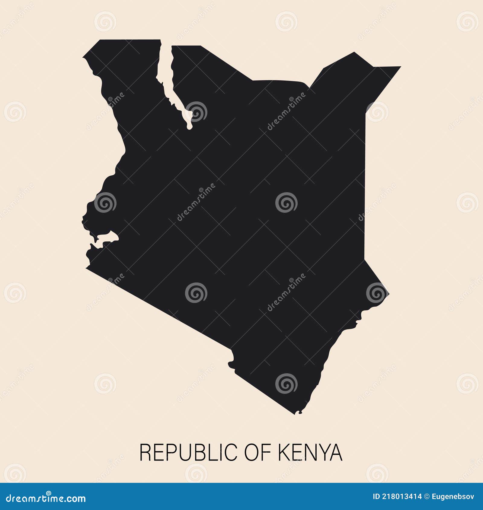 Kenya - Highly Detailed Black And White Map. Cartoon Vector ...