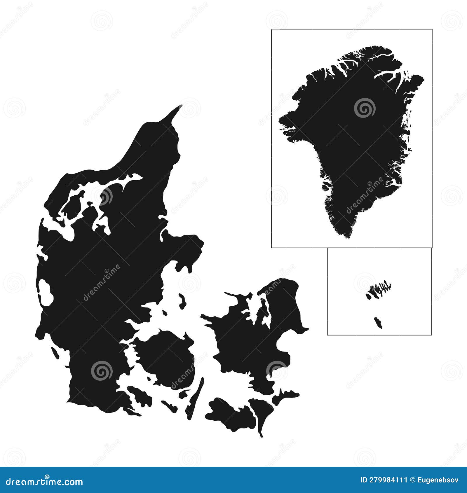 Highly Detailed Kingdom of Denmark Map with Borders Isolated on ...