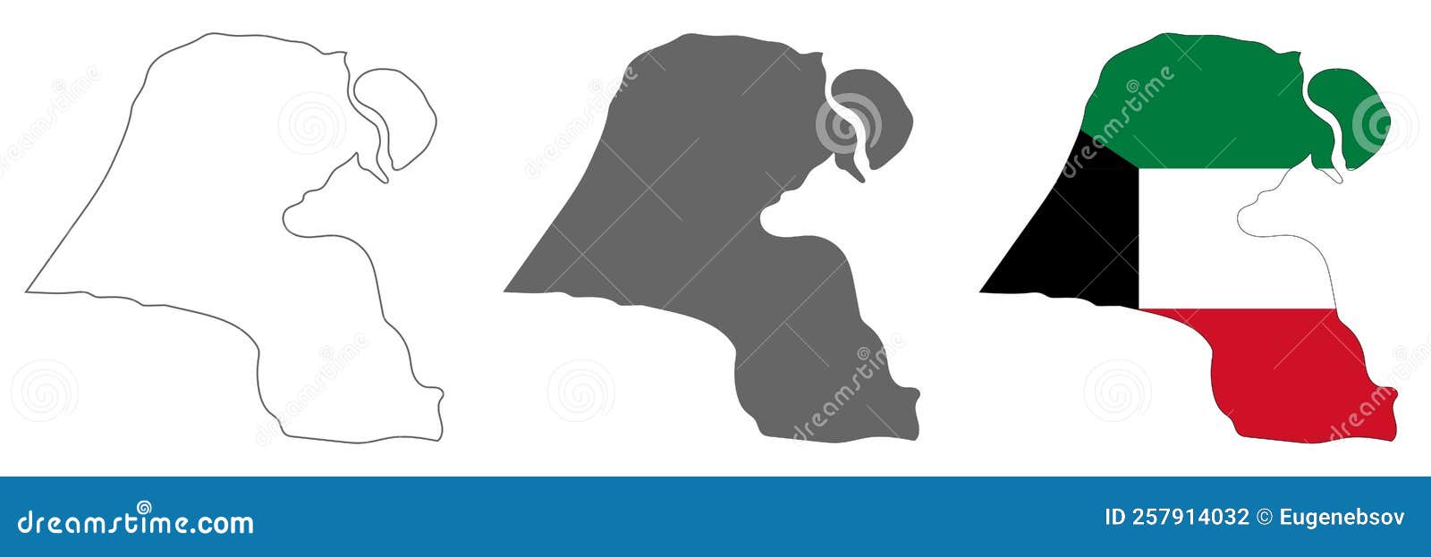 Highly Detailed Kuwait Map with Borders Isolated on Background Stock ...