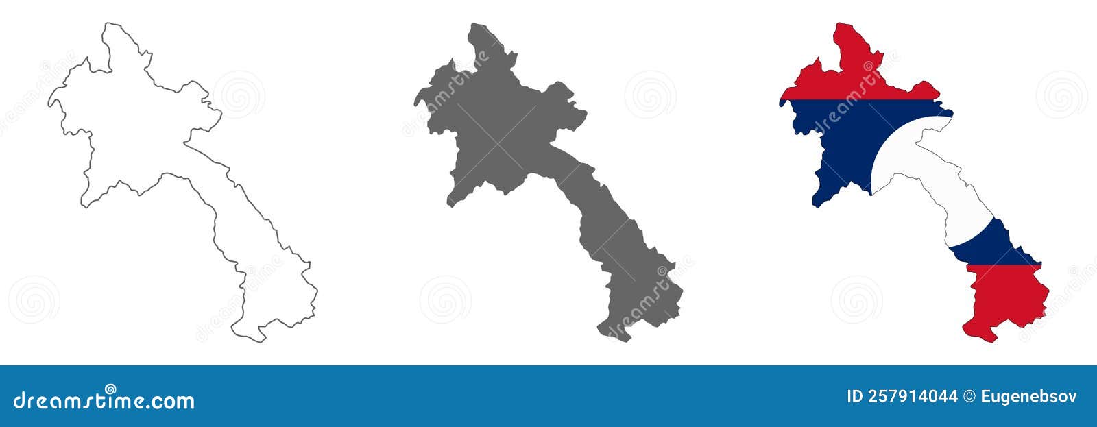 Highly Detailed Laos Map with Borders Isolated on Background Stock ...