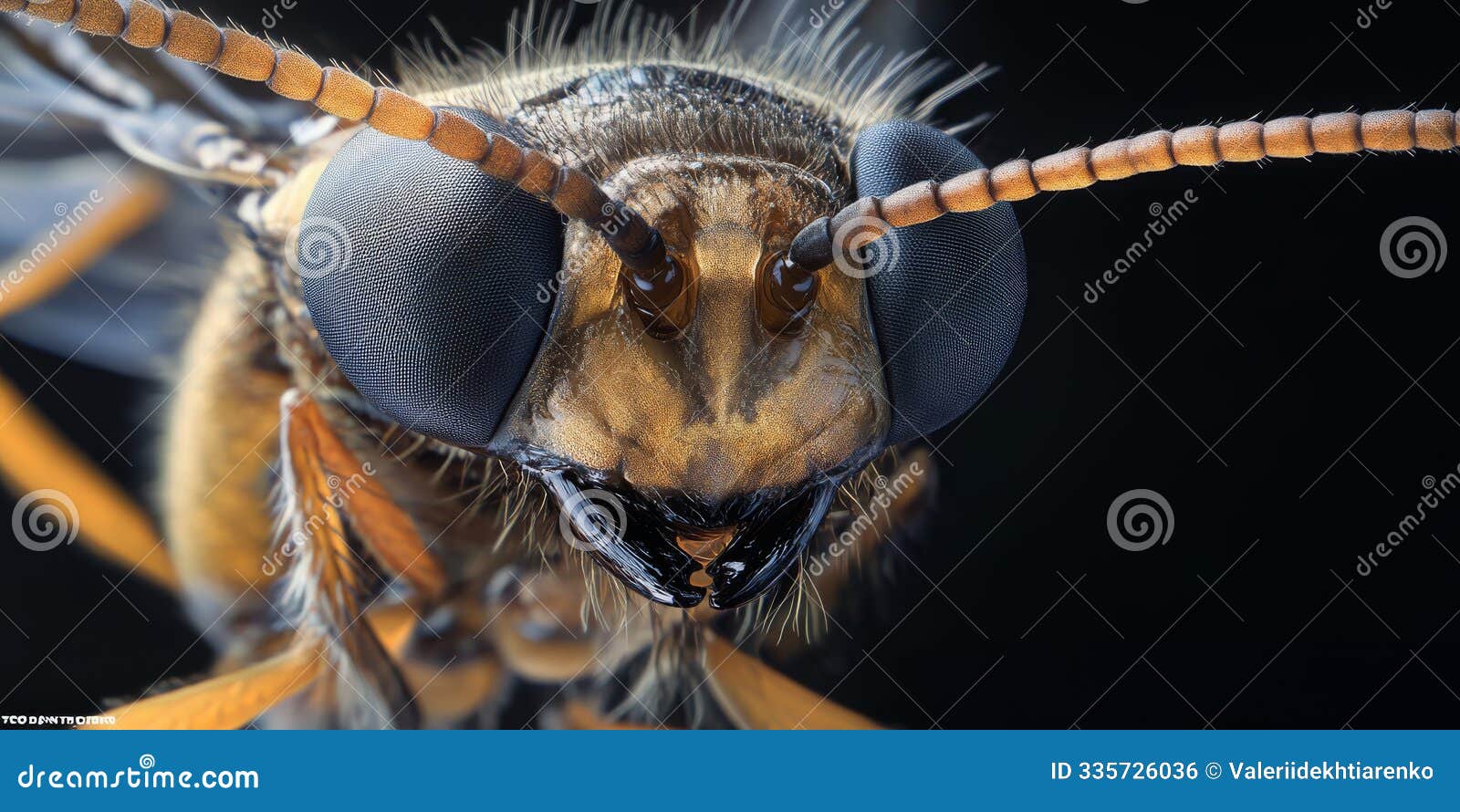 Ultra-close Macro Shot of a Gnat S Head with Sharp Focus on Antenna and ...