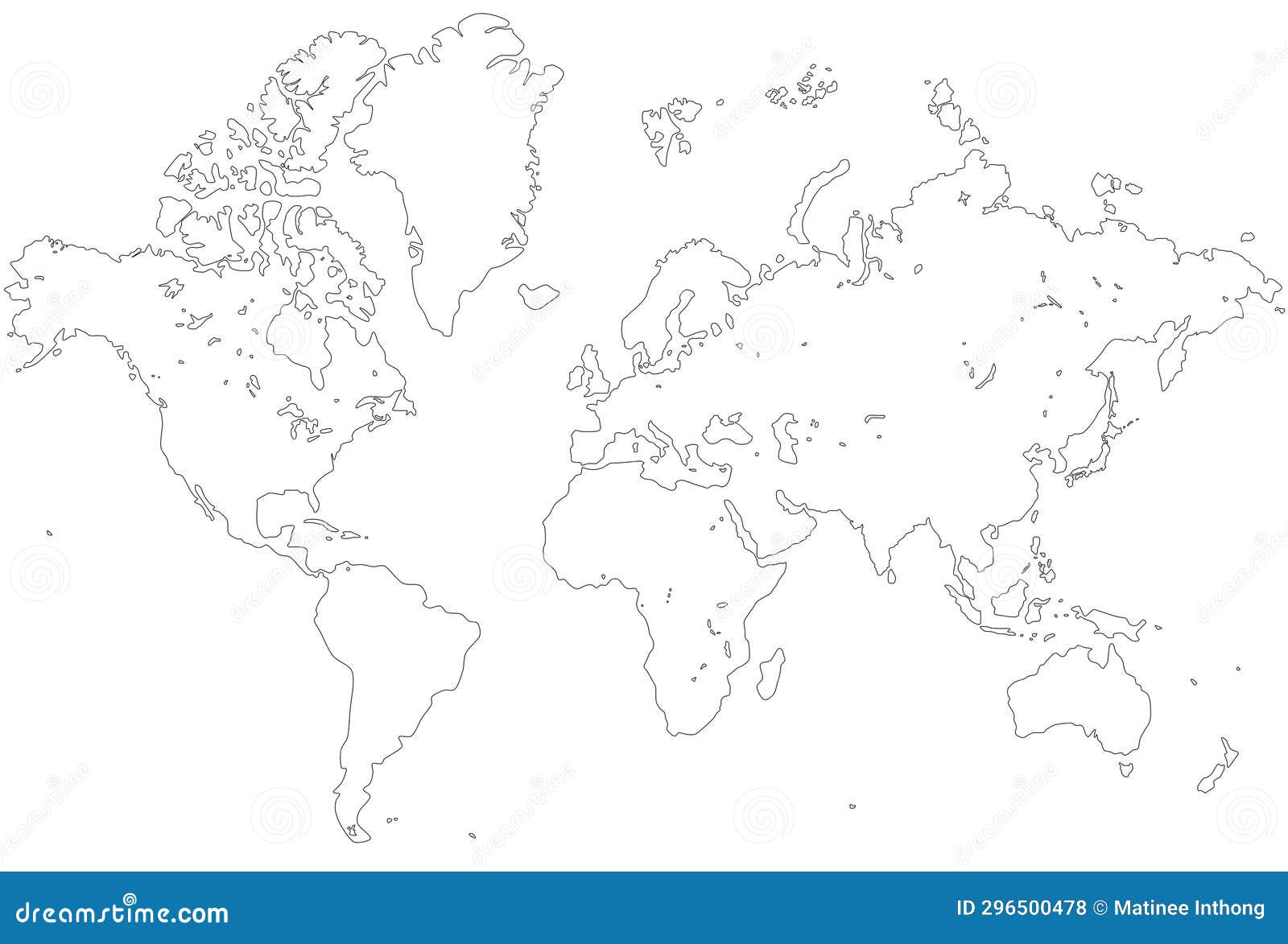 Highly Detailed Map of the World with Borders of All Countries. Stock ...