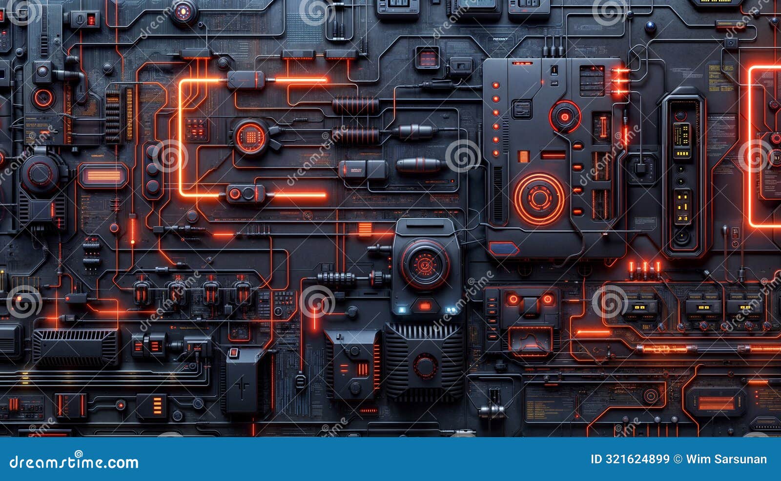 Highly Detailed Metallic Sci Fi Wall Texture with Intricate Circuitry ...