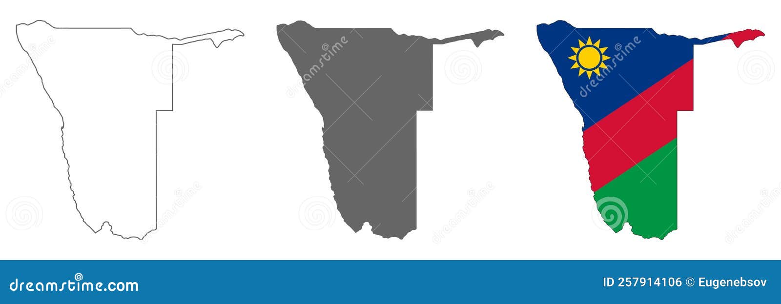 Highly Detailed Namibia Map with Borders Isolated on Background Stock ...