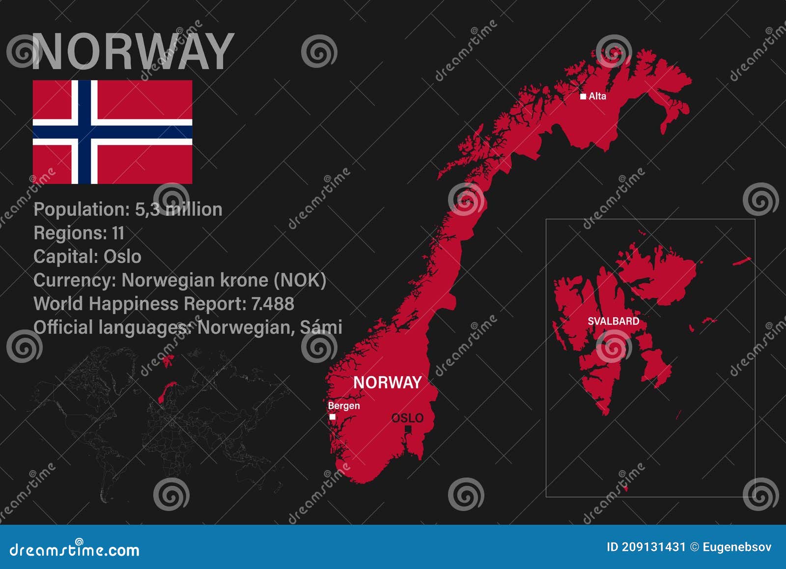 Norway - Highly Detailed Editable Political Map With Labeling. Cartoon ...