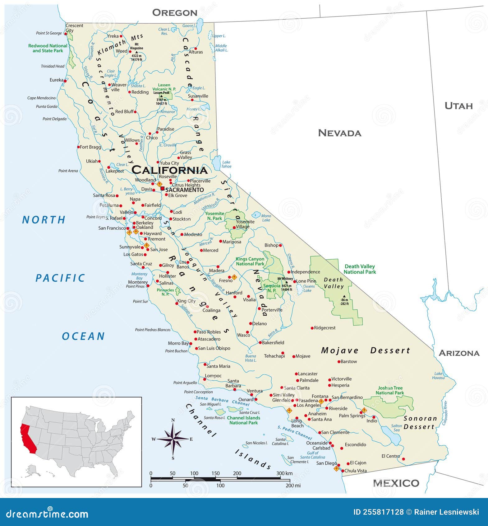 Highly Detailed Physical Map of the US State of California Stock Vector ... Highly Detailed Physical Map of the US State of California Stock Vector ...