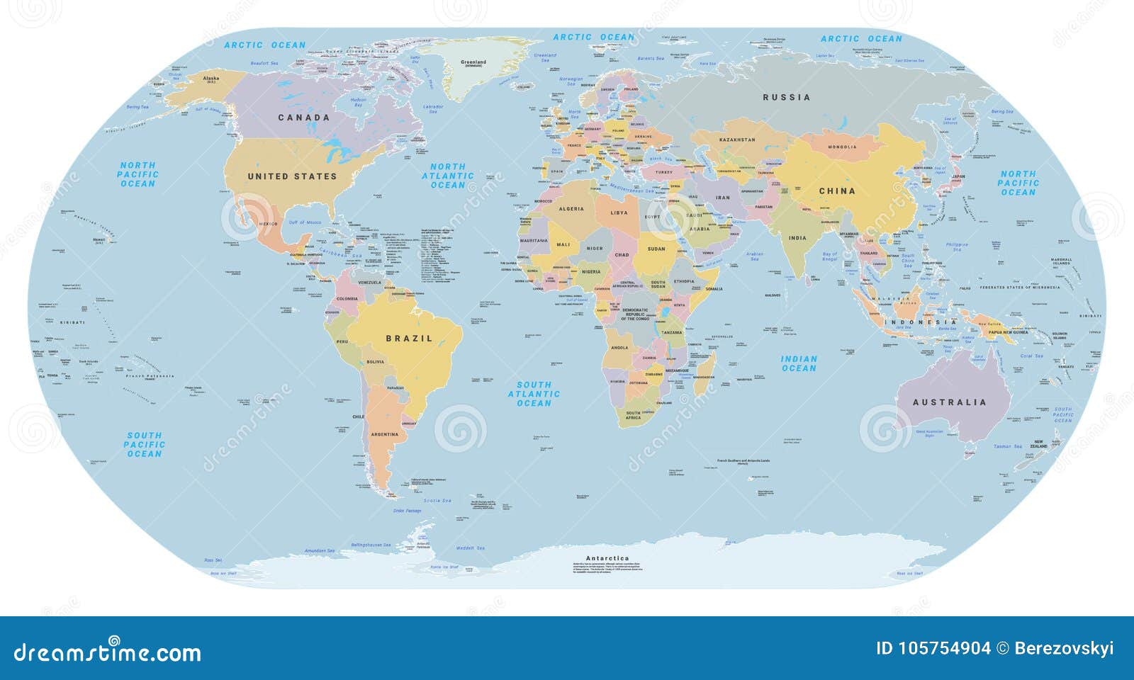 Highly Detailed Political World Map. EPS 10 Vector Stock Vector ...
