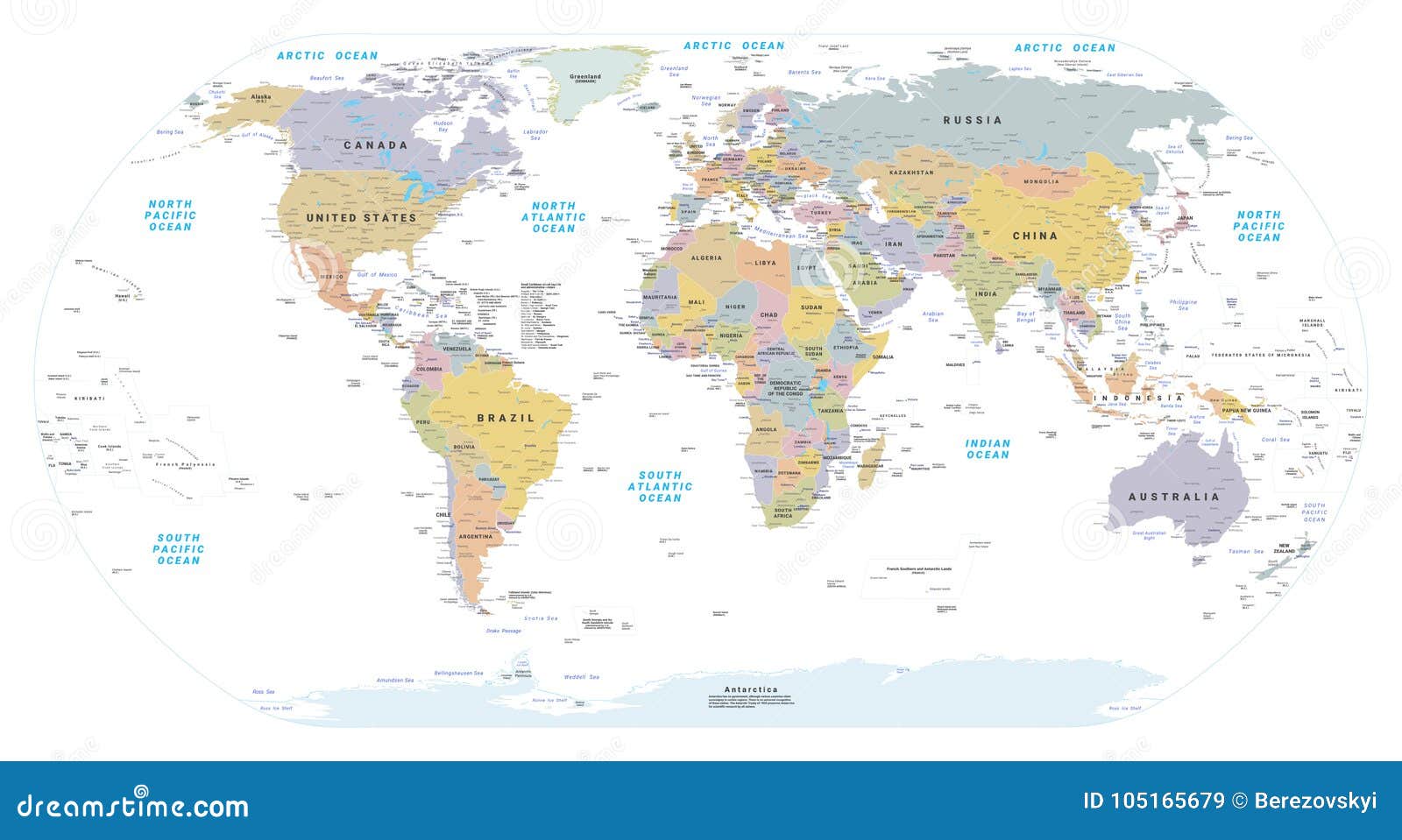 Highly Detailed Political World Map. EPS 10 Vector Stock Vector ...