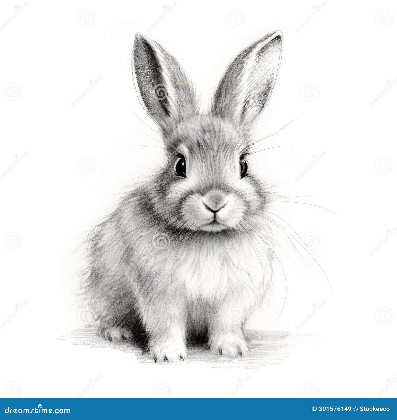 Highly Detailed Rabbit Pencil Drawing Illustration for Kids Stock ...
