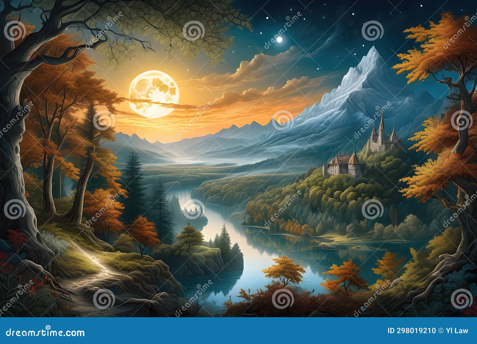 The Highly Detailed Detailed a Random Landscape Sky Trees Stock ...