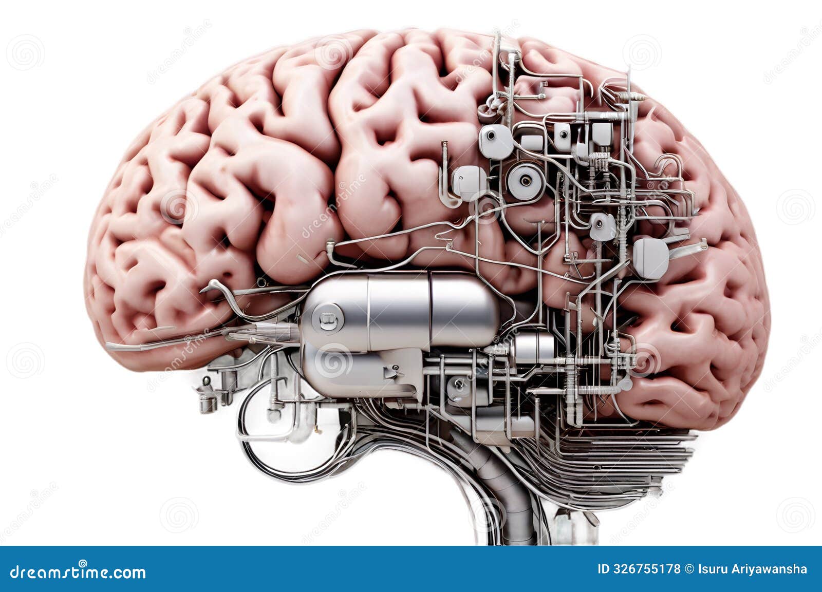 Isolated Robotic Brain With Engine Components In White Background Stock Photography ...